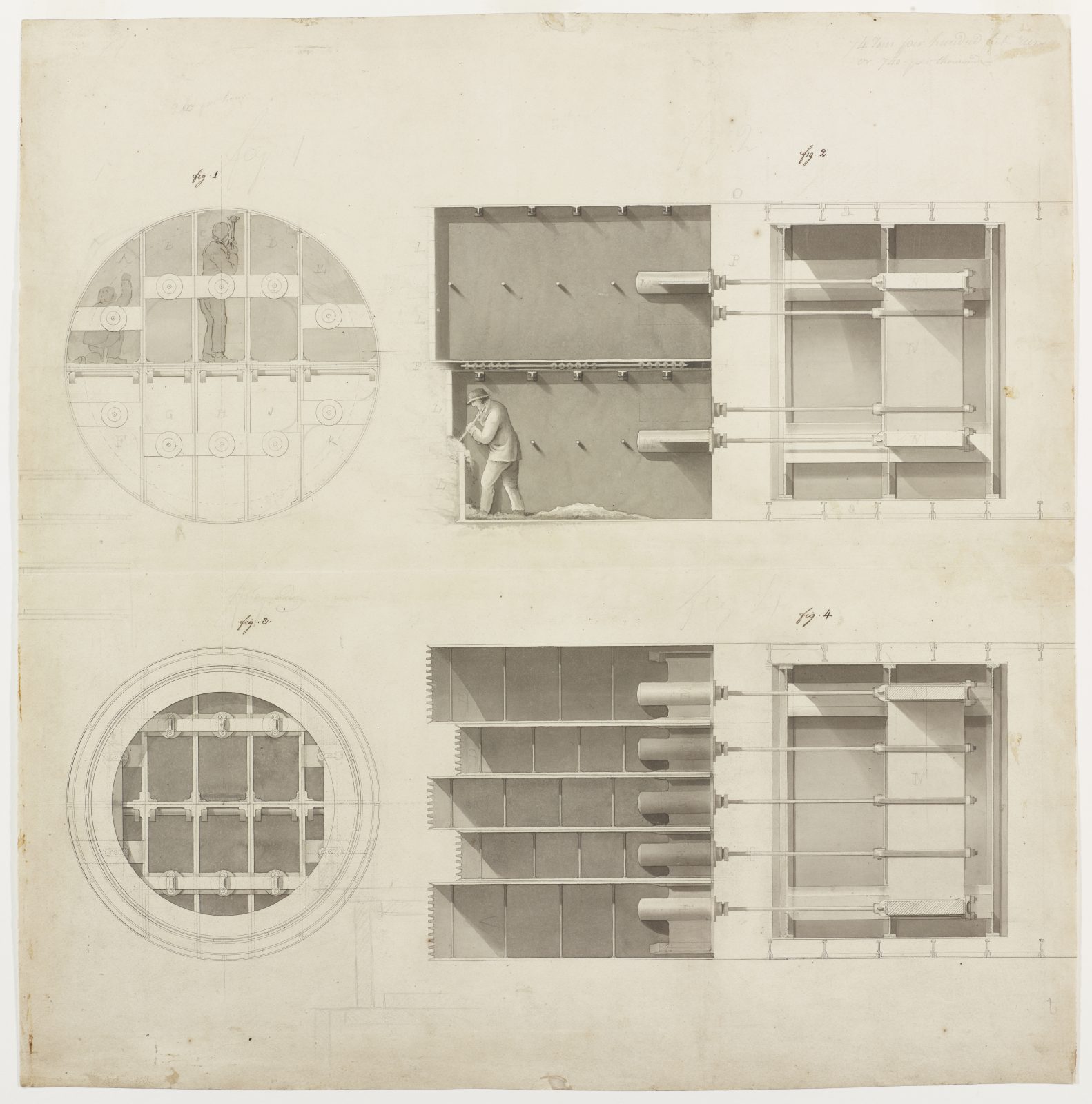 Four views of the Tunnelling Shield - Brunel Museum