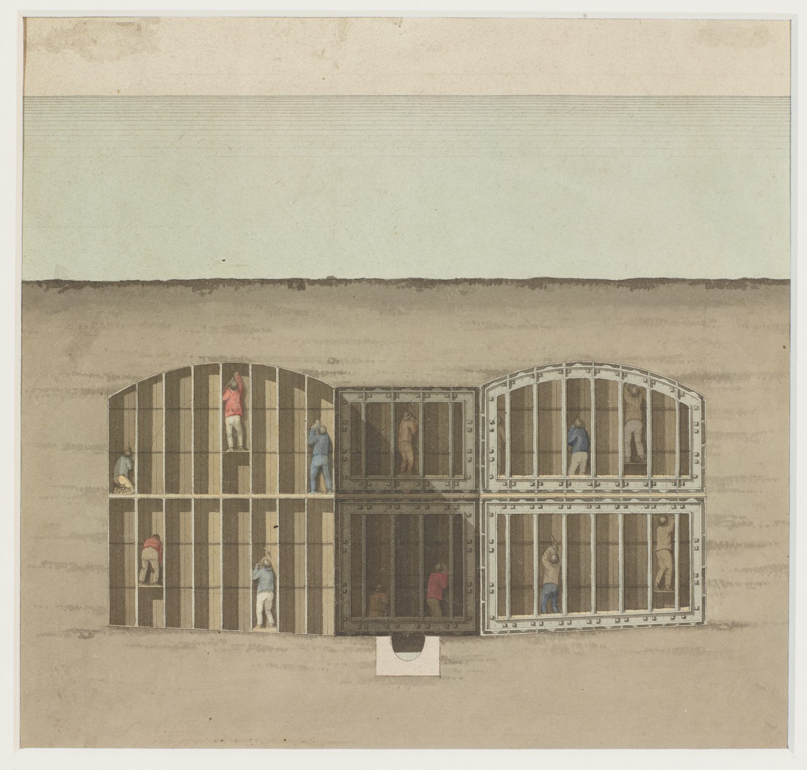 Watercolour of proposed three-part Shield - Brunel Museum