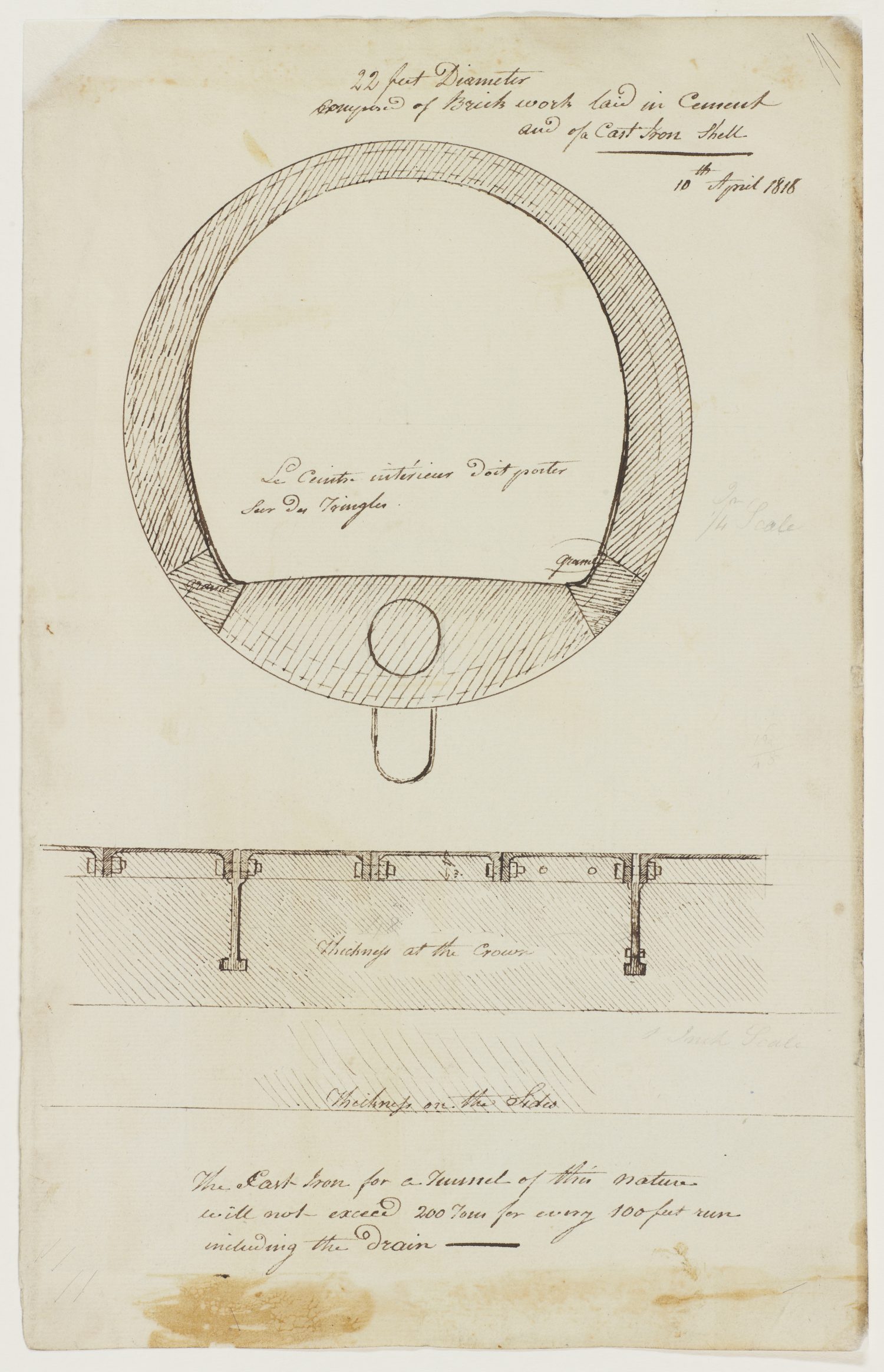 Sketch for a proposed cast-iron tunnel - Brunel Museum