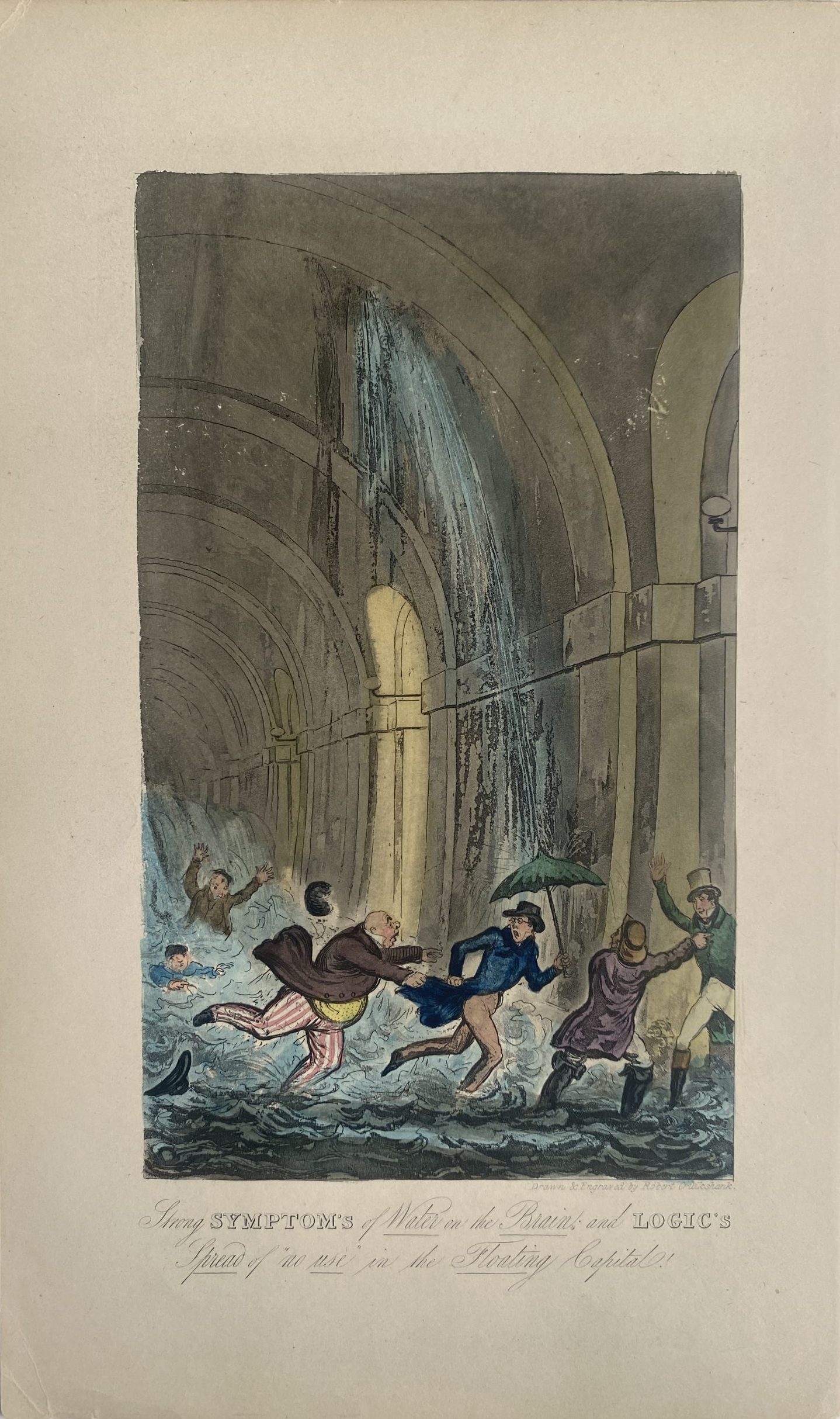 "Strong Symptom's of Water on the Brain" Thames Tunnel Flooding Cartoon ...